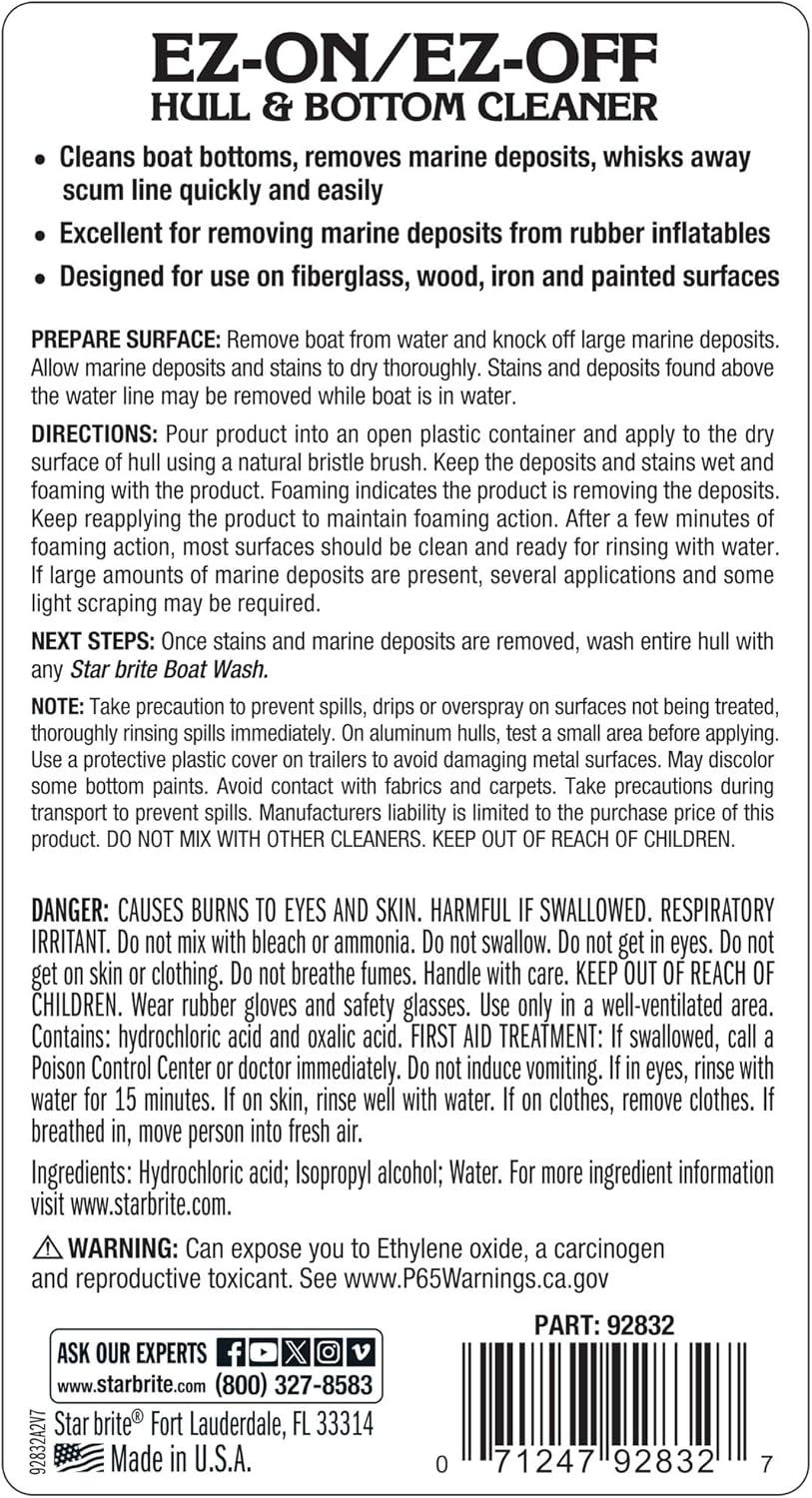 E-Z On E-Z Off Boat Bottom Hull Cleaner, 32 oz - Starbrite Store